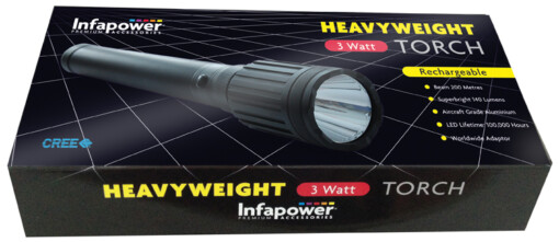 INFAPOWER HEAVYWEIGHT 3D RECHARGEABLE 3watt TORCH – Batteries Direct